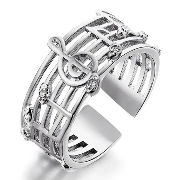 Ring | Jewelry | Silver Plated Musical Note Ring Fully Adjustable Sheet ...